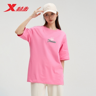 特步短袖女24新款夏季官方正品休闲透气运动圆领T恤976328010495