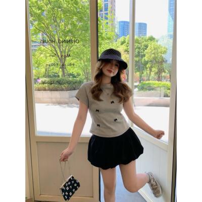 Herwear微胖mm 绮梦少女 双色云朵花苞裙女A字百褶木耳边灯笼短裙