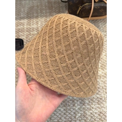 超显脸小！咖色菱形草编织水桶帽