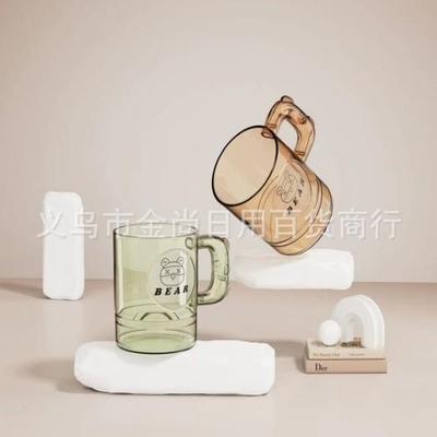 Ins-style cartoon transparent mugs, perfect as a couple's ri