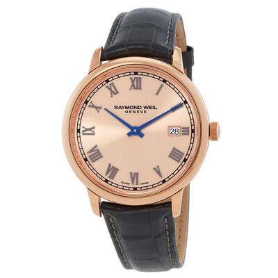 代购Raymond weil雷蒙威男士腕表日期夜光计时走时皮带玫瑰金