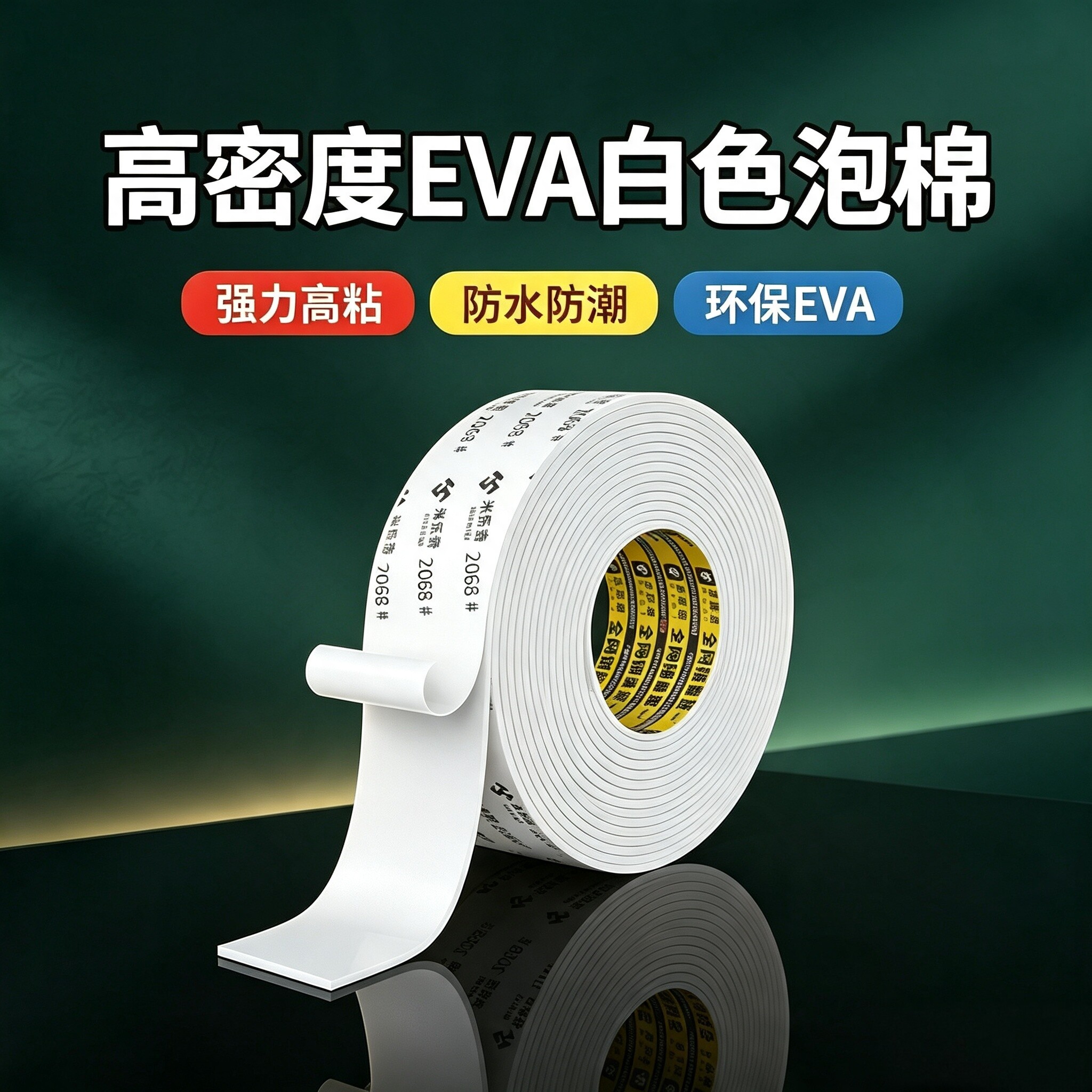 高密度eva泡沫双面胶带高粘无痕加厚强力自粘背胶泡棉双面贴固定墙面广告牌插排相框室外防水耐高温密封胶条