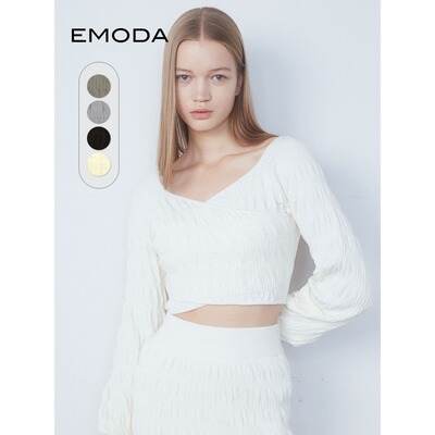 EMODA2024年春季新款纯欲风气质短款针织衫套头毛衣女0424126002