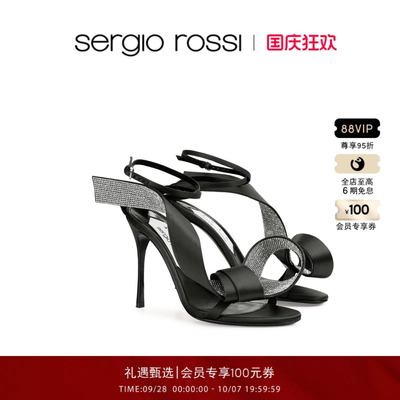 Sergio Rossi/SR AREA MARQUISE系列水钻蝴蝶结高跟时装凉鞋