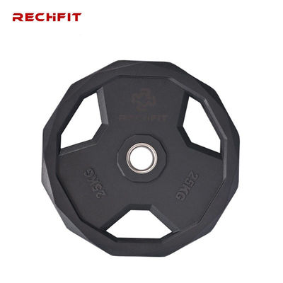 睿致PEV黑色包胶杠铃片手抓多孔哑铃片健身器材家用商用25KG/片