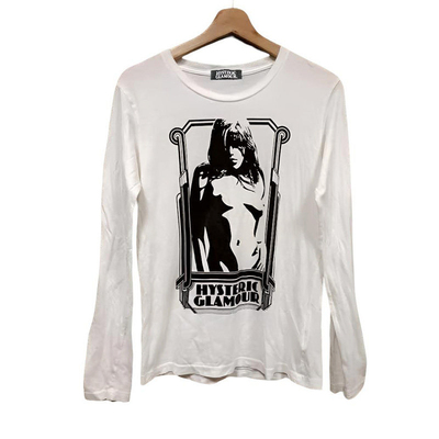 hysteric glamour 复古边框人像 歇斯底里 白色长袖T恤 印花图案