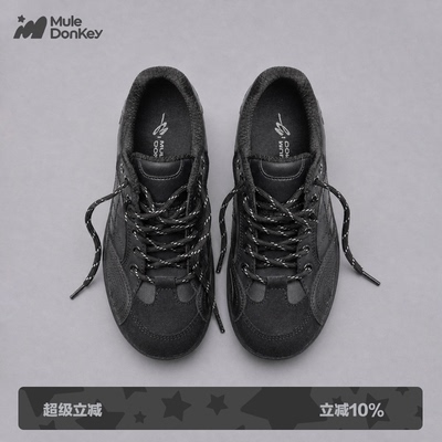 多嘴驴Donkey黑色休闲百搭德训鞋