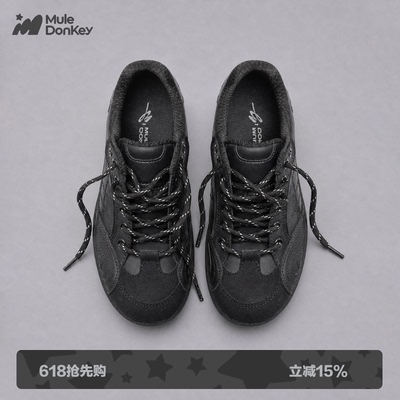 多嘴驴Donkey黑色休闲百搭德训鞋