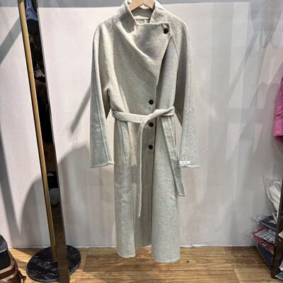 鸢系列秋冬款70%羊毛20%天丝10%聚脂双面羊绒长款外套5803