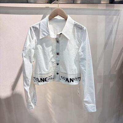 2025春秋新款时尚百搭显瘦休闲翻领宽松款短款衬衫1239