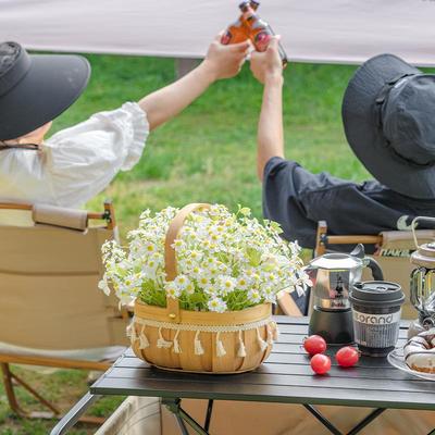露营野餐小雏菊花篮仿真花假花绿植植物装饰花摆件拍照道具人造花