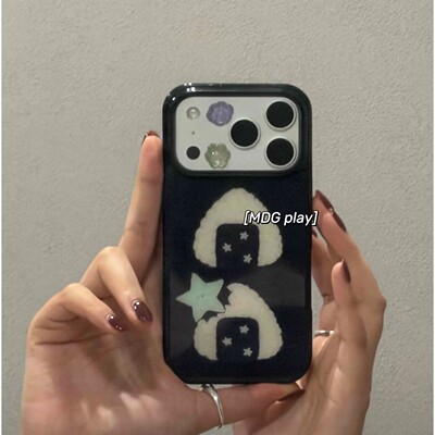 ins寿司饭团可爱复古古早适用iPhone17/16Promax滴胶黑边苹果15plus手机壳14/16plus新款手机壳保护套