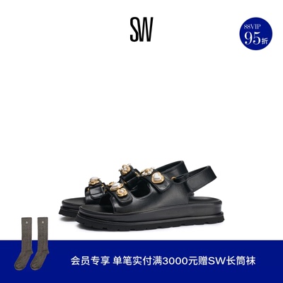 SW早春圆头厚底凉鞋女