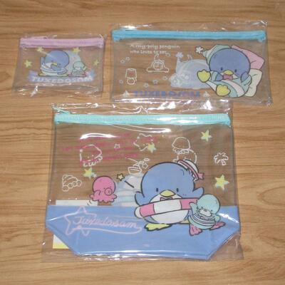 日本Sanrio正品Tuxedo Sam企鵝 透明零錢包筆袋手拿包