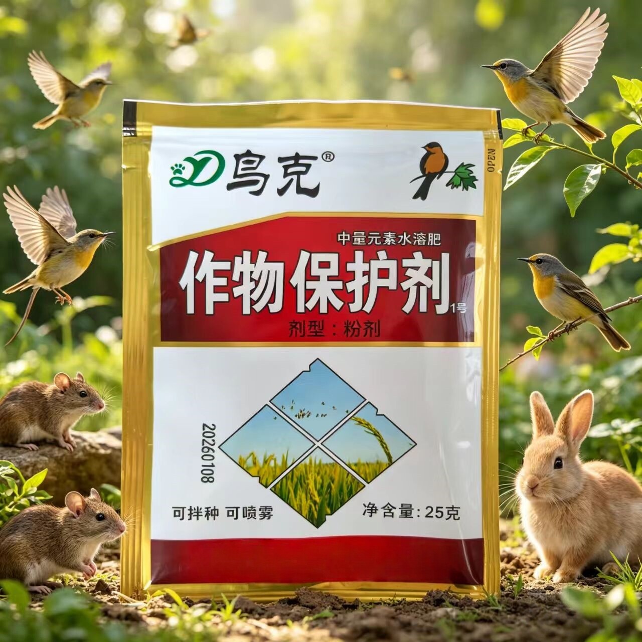 鸟克驱鸟赶鼠剂喜耕乐鸟鼠净盾水稻玉米果树拌种喷雾喜鹊野兔家禽