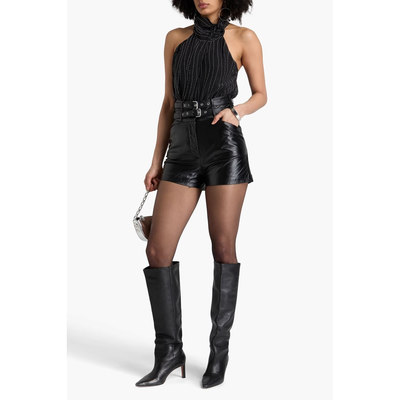 香港IR0正品代购过季款高级感高腰双腰带真皮短裤77807