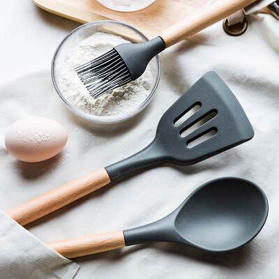 Creative silicone spatula wooden handle non-stick pot spatul