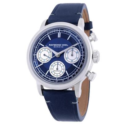 代购Raymond weil雷蒙威男士腕表计时夜光日期测速皮带钢壳蓝盘