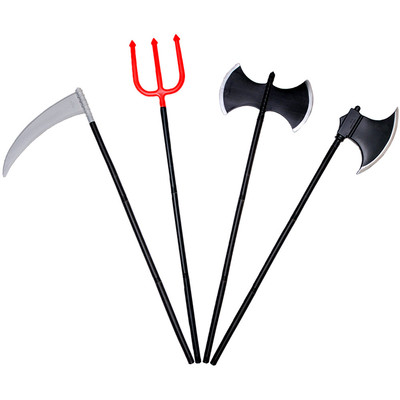 Halloween Devil Fork Axe Scythe Weapon Set 恶魔叉斧镰刀兵器