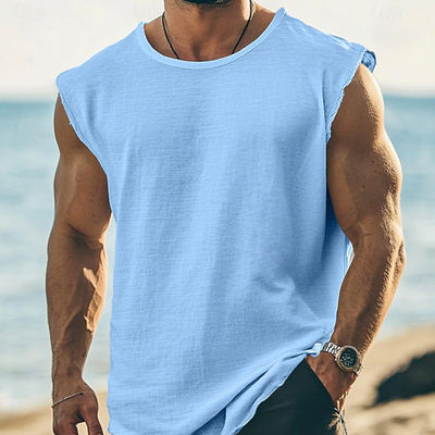 2026夏外贸男士纯色运动休闲健身背心大码宽松休闲坎肩Men's vest