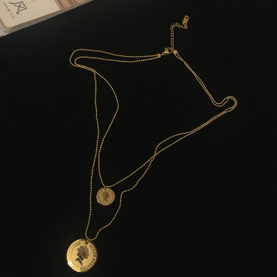 金币伊丽莎白自由女神女王项链