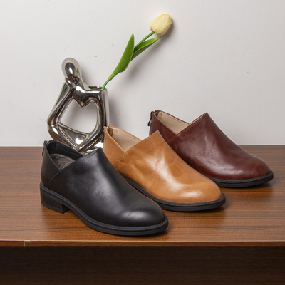 2024新款真皮女鞋平底单鞋马丁靴