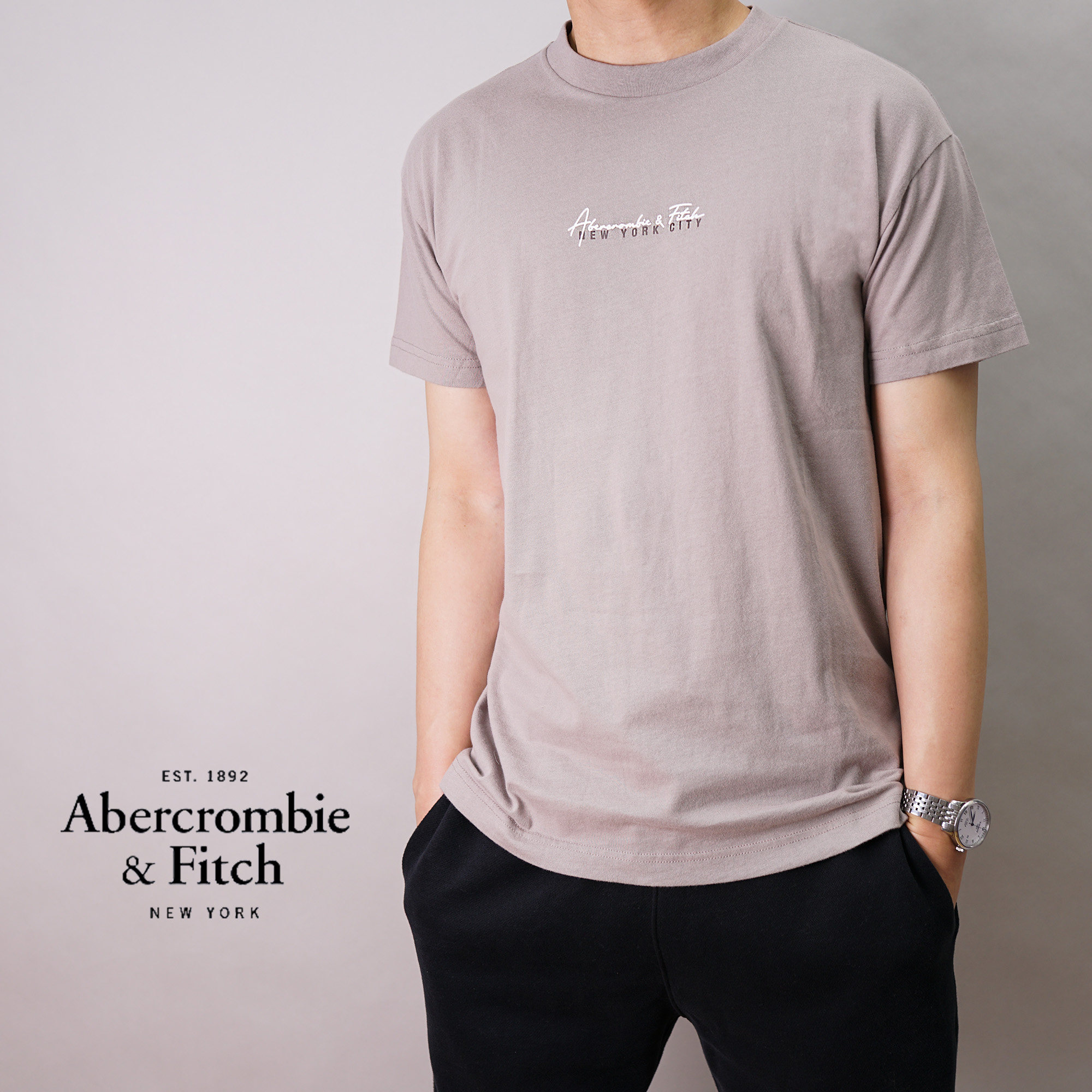 美国Abercrombie Fitch男士af夏季宽松柔软全棉圆领短袖t恤_虎窝淘