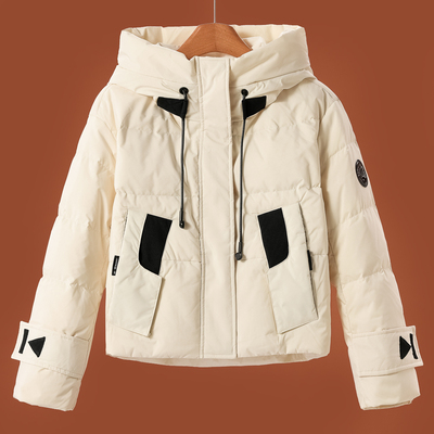 1798西湖阁老【弟】冬装 连帽带抽绳运动风拼色短款羽绒服688