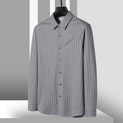 1198男装 西湖阁老【冰】春装 含山羊绒商务绅士条纹衬衫653