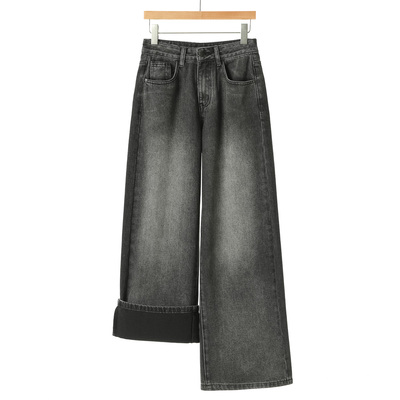 699 西湖阁老【莫Y】冬装 棉质双色窄版水洗阔腿牛仔裤622