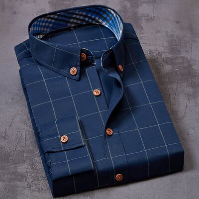 Fashion Men s Shirt Casual Plaid Cotton shirts for men男衬衫