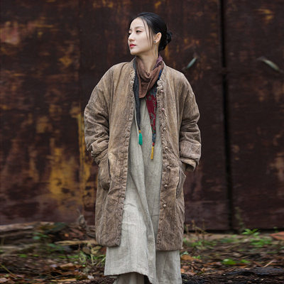 25小个子冬女装新款苎麻手工扎染