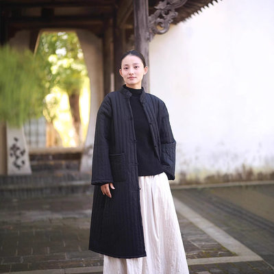 25冬季棉麻女装夹棉加厚保暖棉服