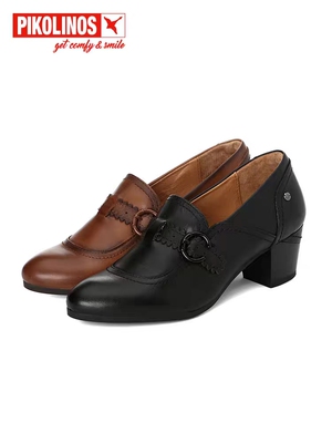 Pikolinos派高雁秋季新品牛皮中口套脚中跟优雅单鞋PL230720