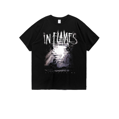 欧美宽松打底新款上衣摇滚印花短袖男女T恤夏季新款纯棉inflames