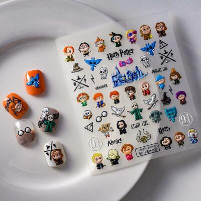 Cartoon 5D Nail Art Stickers 哈利波特卡通浮雕美甲贴纸指甲贴