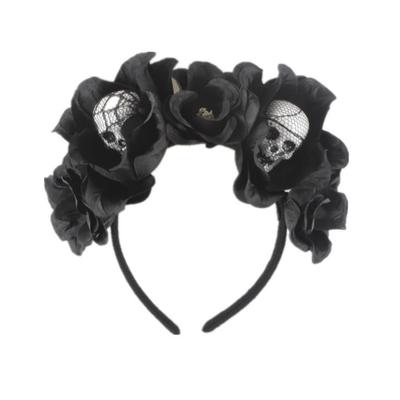 Halloween Horror Skull Lace Headband Artificial Flower wreat