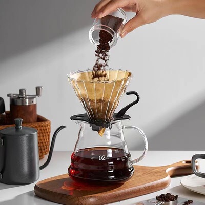 v60咖啡过滤杯0/02高硼硅玻璃耐高温咖啡滤滴滤手冲咖啡套装漏斗