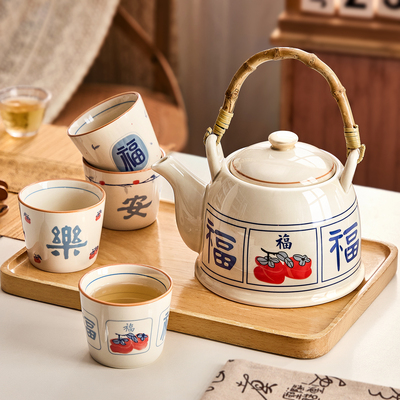 中式陶瓷泡茶壶套装家用乔迁新居结婚礼物茶杯茶具大容量水壶礼盒