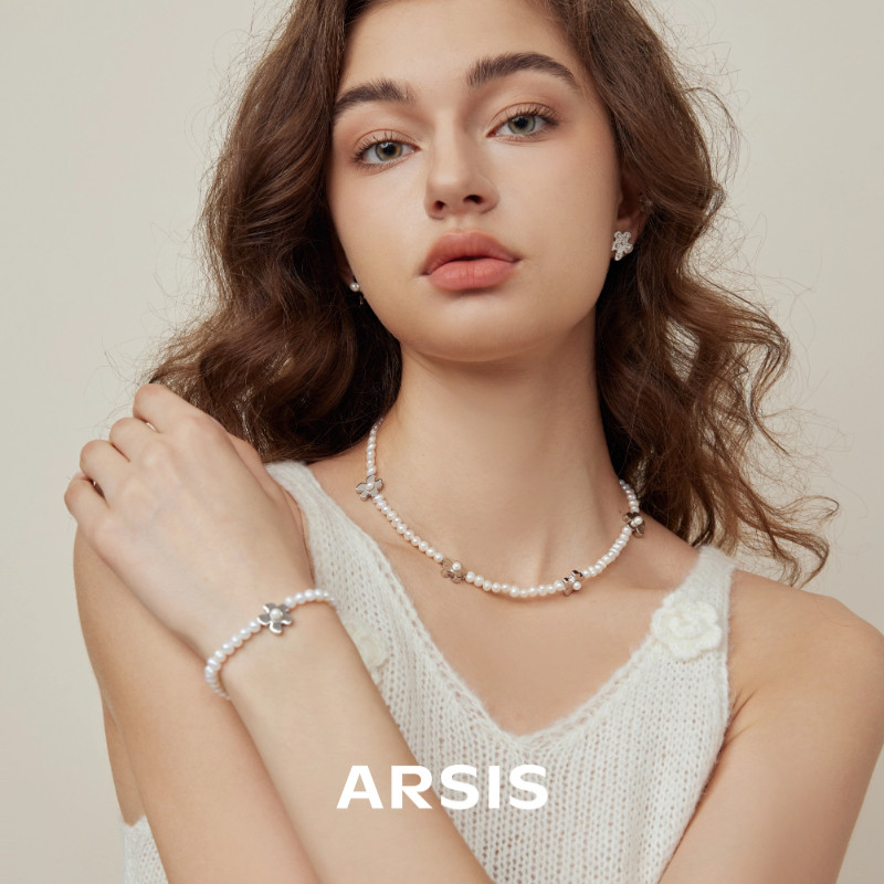 ARSIS繁绮系列小众设计师珍珠元气花花项链女徐璐同款轻奢锁骨链_虎窝淘
