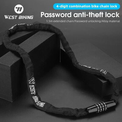 WEST BIKING Combination Bike Chain Lock Anti-theft 65-150cm
