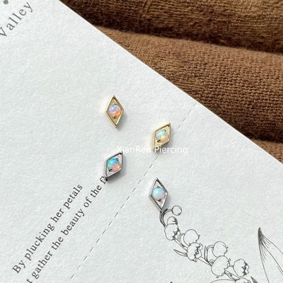 仙人 钛合金“小方”镀金耳钉/耳蜗钉/耳骨钉/flat 16g内螺纹防敏