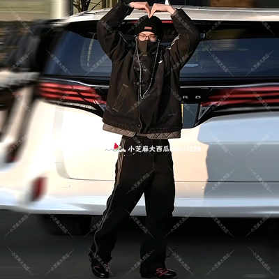 adidas三叶草梭织牛仔运动裤