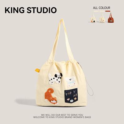 可爱卡通帆布包包女大容量购物袋