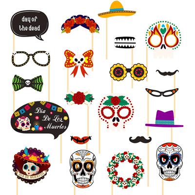2026跨境Photo prop skull head glasses hand holding card