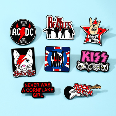 摇滚乐队胸针欧美知名摇滚手势The Beatles衣服装饰环保金属徽章