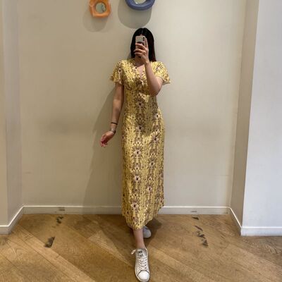 2021法式浪漫V领植物印花连衣裙SFPRO01732