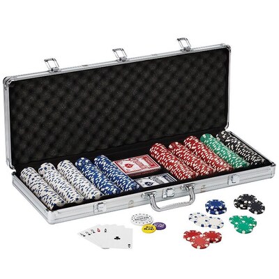 texas hold 'em poker chip set aluminum case 500 dice chips