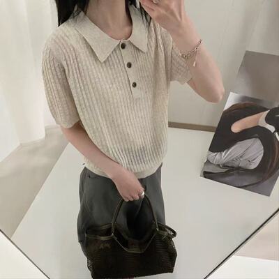 【细麻花polo】新款细面麻花薄款洋气简约风短袖polo衫x1271
