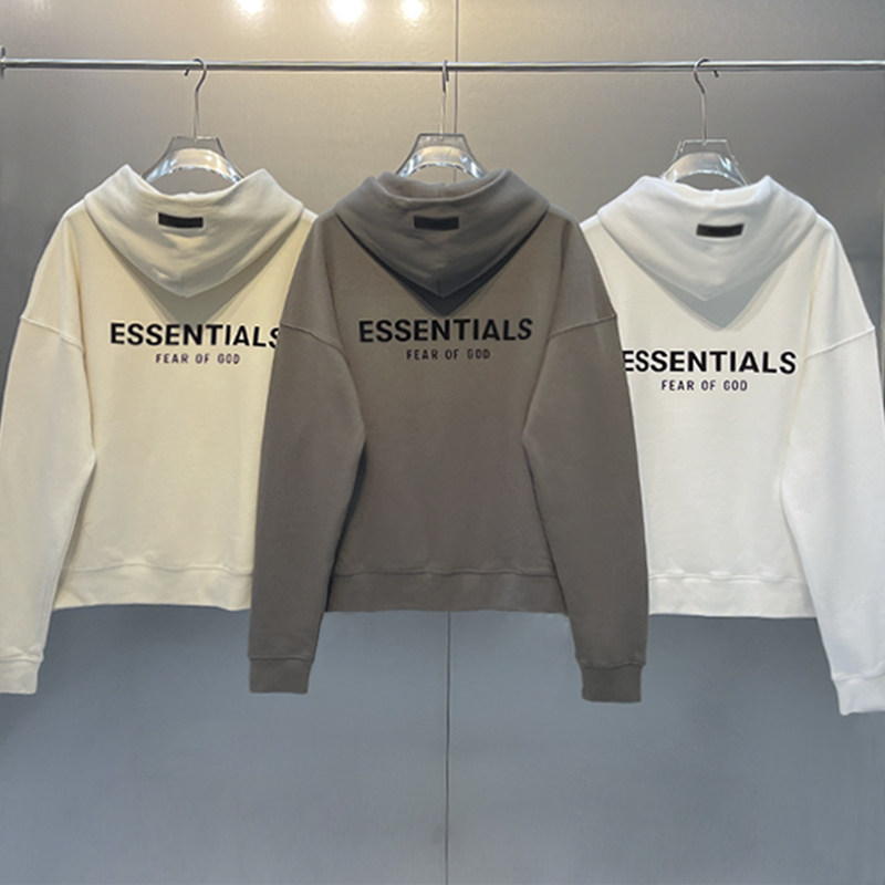 新款原版ESSENTIALS FOG复线美式高街植绒印花男女FG卫衣连帽外套_虎窝淘